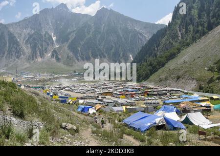 General view of tents at the basecamp in Baltal on the way to the ...