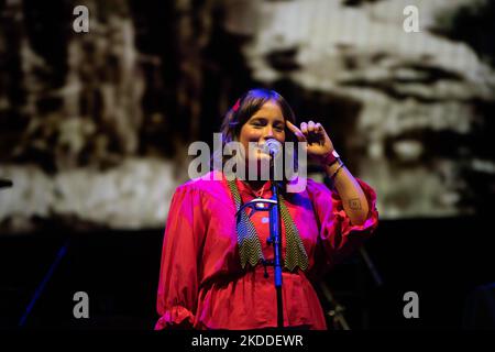 British indie pop singer Katy J Pearson performing with her band at the ...