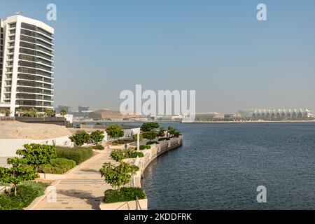 Apartment buildings of the Al Bandar neighbourhood in Al Raha Beach ...