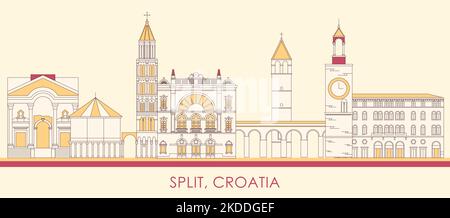 Croatia, Split, Cathedral Of Saint Domnius travel landmark vector ...
