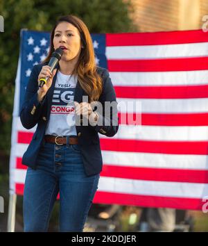 The Republican U.S. House nominee, Yesli Vega at a campaign rally with ...