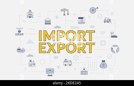 import and export concept with icon set template banner with modern ...