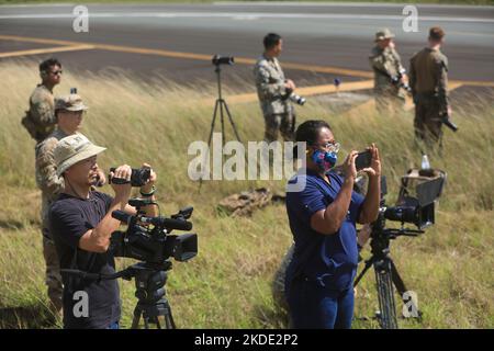 Two PAC-2 Patriot interceptor missiles are launched at a Kratos Defense ...