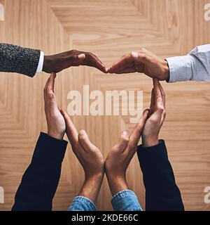 Heart hands as a group of diverse people hands connected together ...