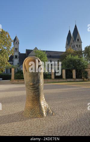 Sculpture The Thumb by Cesar Baldaccini 1993 in front of the Ludwig ...