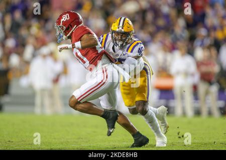 November 5, 2022: Alabama's Kobe Prentice (80) tries to get around LSU ...
