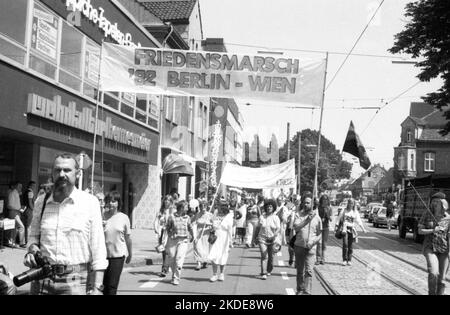 The route of the Women's Peace March 1982 Berlin-Vienna led via ...