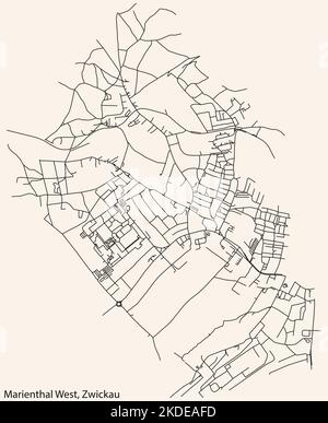 Street roads map of the MARIENTHAL WEST DISTRICT, ZWICKAU Stock Vector ...
