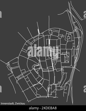Street roads map of the INNENSTADT DISTRICT, ZWICKAU Stock Vector Image ...