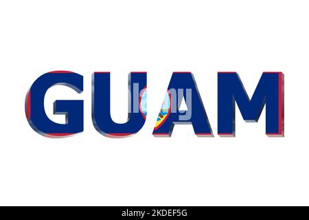 Beautiful national state flag of Guam fluttering at sky background. Low ...