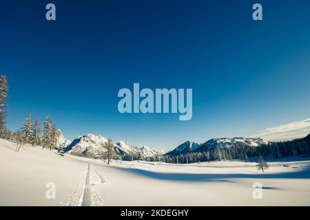 Carnic alps after a big snowfall. Udine province, Friuli-Venezia Giulia ...