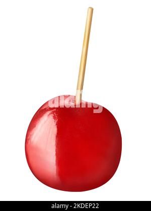 Red candied apple isolated on white background Stock Photo - Alamy