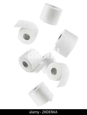 Roll of Toilet Paper Falling on Black Background Stock Photo - Alamy