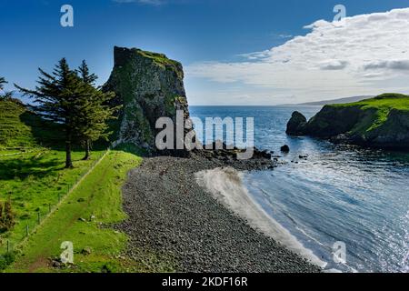 The rock stack of Coroghon Mòr, Coroghan beach and the tidal island of ...