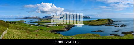 The isle of Rum over the isle of Sanday, from the camp site on the Isle ...