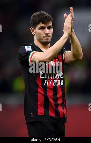 Brahim Diaz of Ac Milan gestures during the Serie A match between Ac ...