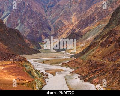 Mountain and river in Ladakha, Northern India. Beautiful landscape of ...