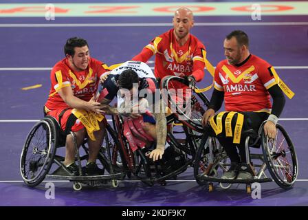 England's Lewis King in action during the Wheelchair Rugby League World ...