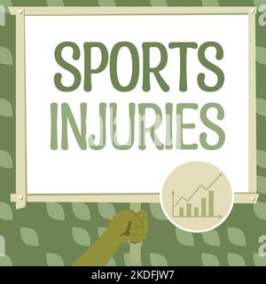 Text sign showing Sports Injuries. Business overview program that helps ...