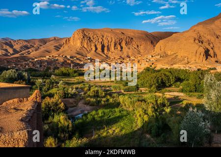 The Berber village of Tizguine in the M'Goun region of the Atlas ...