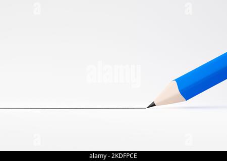 Pencil drawing a straight line with idea light bulb icon. Creativity ...