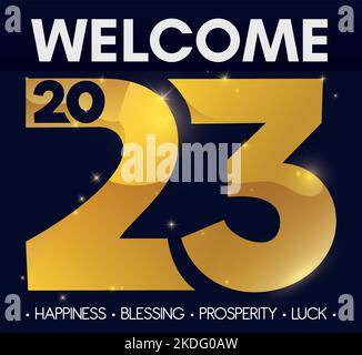 Happy new year 2023 with numbers vector illustration creative style ...