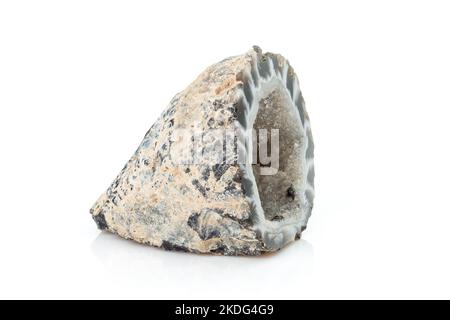 Hyaline Quartz with Agate Geode Isolated on White Background. A Cross ...