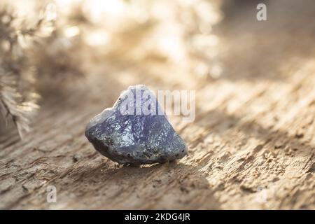 Rough Uncut Blue and Violet Tanzanite Gem on White Background ...