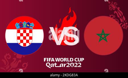 Morocco vs Croatia soccer Match FIFA World Cup Qatar 2022, soccer field, 3D work and 3D image ...