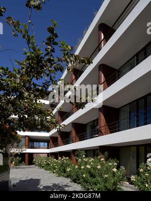 Overall elevation side view. Hotel Baja Club, La Paz, Mexico. Architect ...