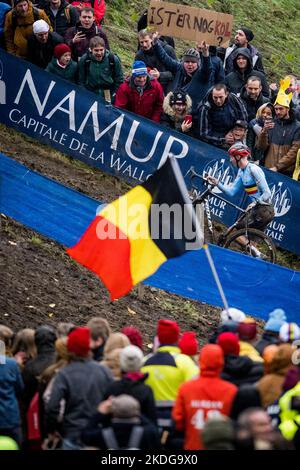 Belgian Michael Vanthourenhout pictured in action during the men's ...