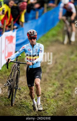 Belgian Eli Iserbyt pictured in action during the U23 race of the ...