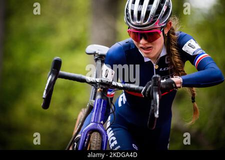French Line Burquier pictured in action during the U23 women's race at ...