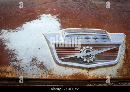 Antique Car Emblems from the 1950's after baking in the New Mexico ...
