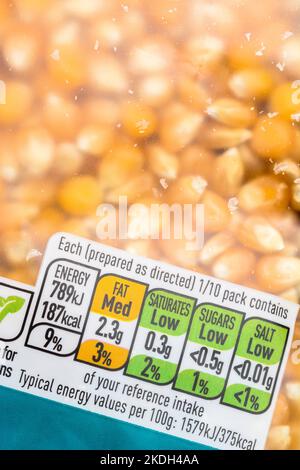 Traffic light labelling. Nutritional information on a food product ...