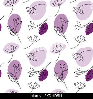 Endless pattern from branches in bright marker hues. Abstract ...