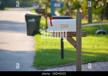 Typical american outdoors mail box on suburban street side Stock Photo ...