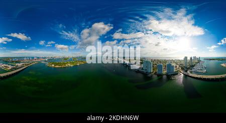 360° view of Aerial 360 equirectangular image Miami Beach Star Island ...