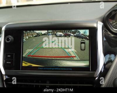 Reversing Camera Display on Peugeot 208 Stock Photo - Alamy
