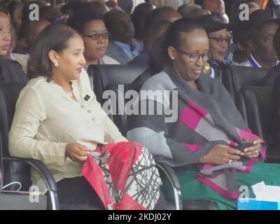 Rwanda President Paul Kagame, his wife Jeannette Nyiramongi Kagame and ...