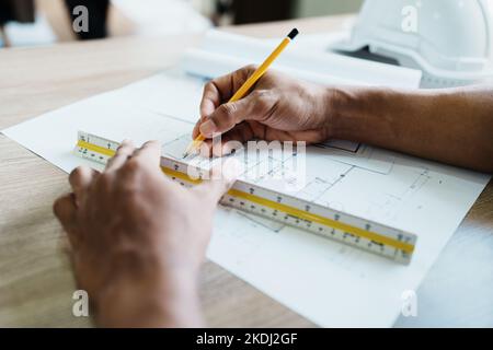 Engineers are designing house structures and architectural using ...