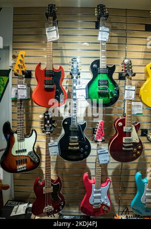 Electric guitar shop display, Hong Kong, China Stock Photo - Alamy