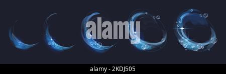 Water motion sprite sheet. Circle blue liquid wave loop rotate ...