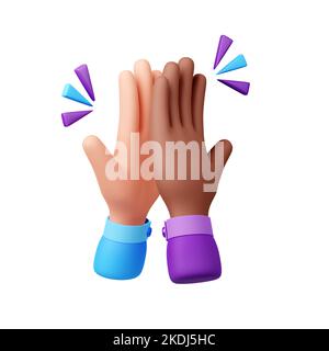 3D render hands clapping with sound effect illustration isolated on ...