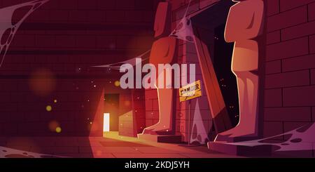 Scary interior of ancient pyramid in Egypt. Pharaoh tomb with stone ...