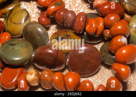 Decorative natural stone Jasper Picasso, beaded necklace, bracelet ...