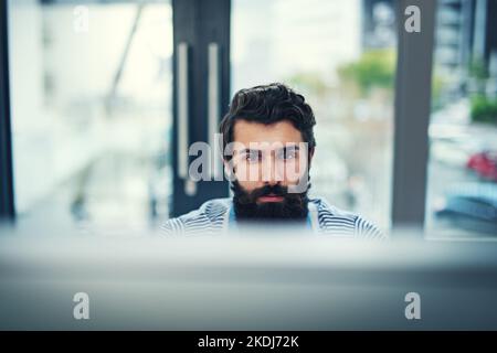 Focused hipster businessman using computer Stock Photo - Alamy