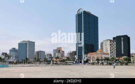 Luanda Angola - 09 17 2022: View at the Luanda marginal, Sonangol head ...