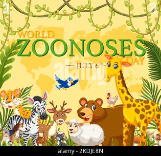 World zoonoses day cartoon poster illustration Stock Vector Image & Art - Alamy