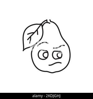 Suspicious pear color line icon. Mascot of emotions. Pictogram for web ...